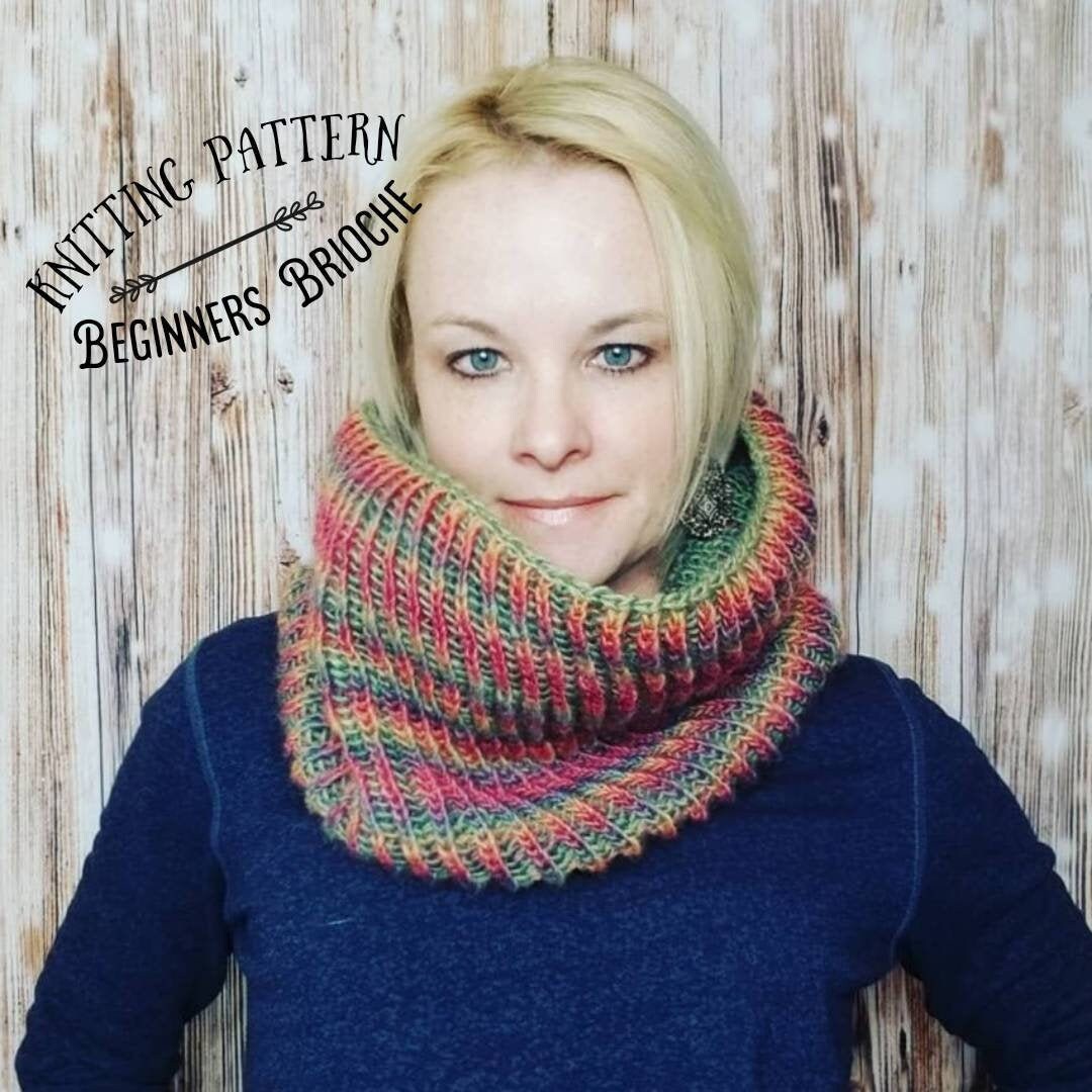 Beginner Brioche Knitting Pattern: Two-color Cowl & Headband (PDF ...
