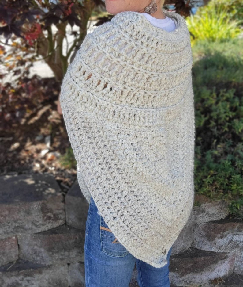 Triangle Oversized Poncho Crochet Pattern: Easy Turtleneck Shawl ...