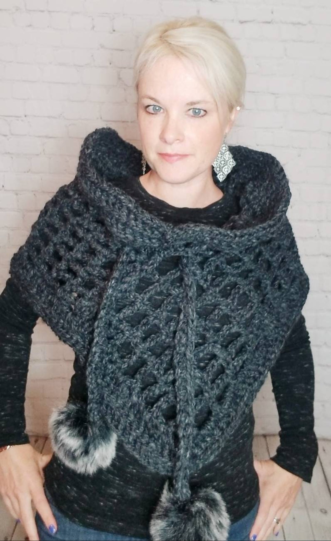 CROCHET PATTERN, Fishnet Triangle Shawl, Highlander Poncho, Outlander ...