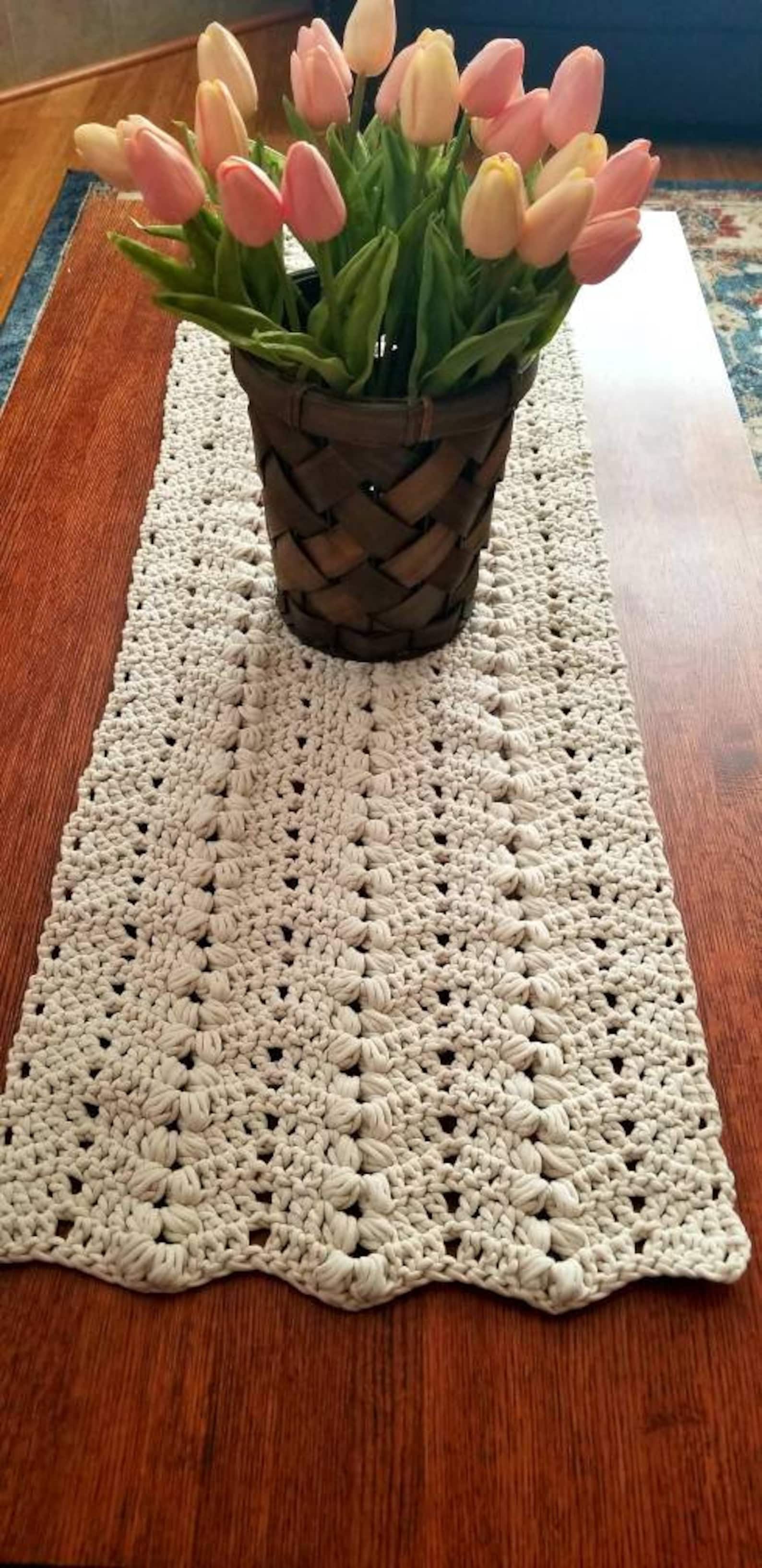 Chunky Farmhouse Style Reversible Table Runner CROCHET | Etsy