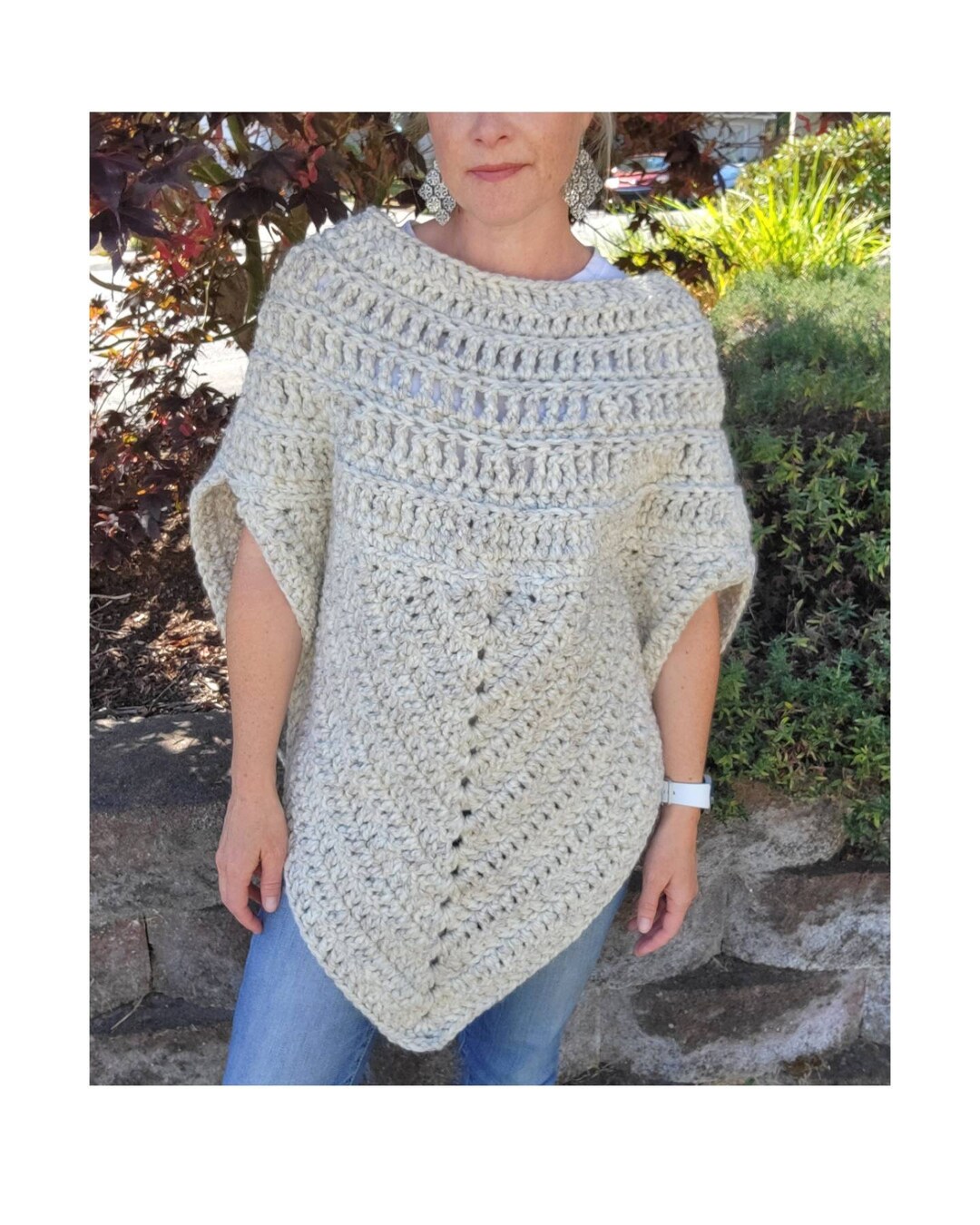 Triangle Oversized Poncho Crochet Pattern: Easy Turtleneck Shawl ...