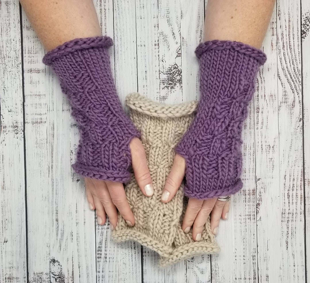 KNITTING PATTERN, Step Ladder Easy Knit, Fingerless Gloves, Chunky Yarn ...