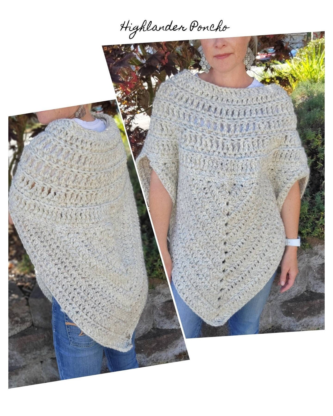 Crocheted Triangle Poncho CROCHET PATTERN, Highlander Poncho, Crochet ...