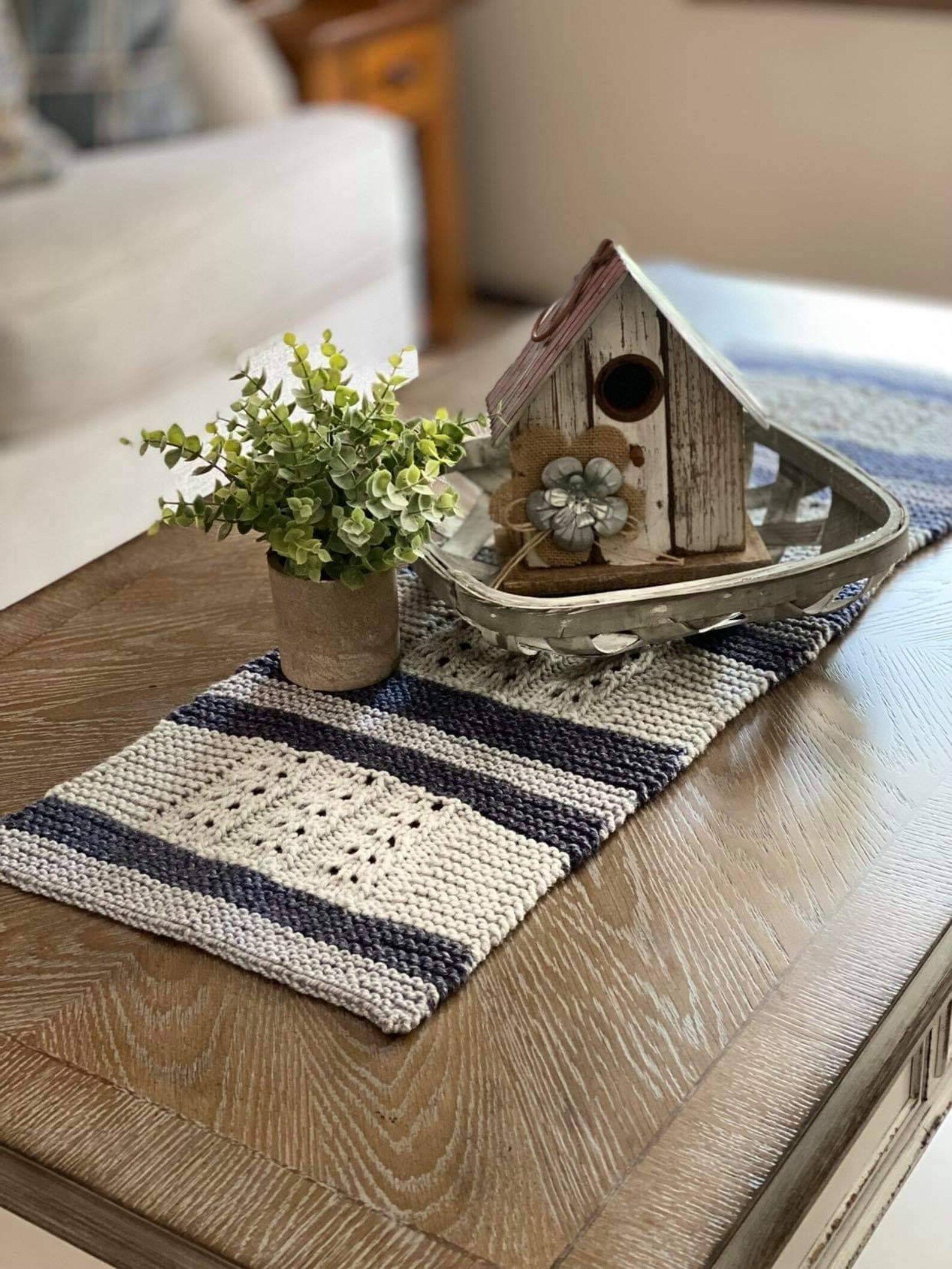 Farmhouse Home Decor Pattern Easy Knitted Table Runner - Etsy