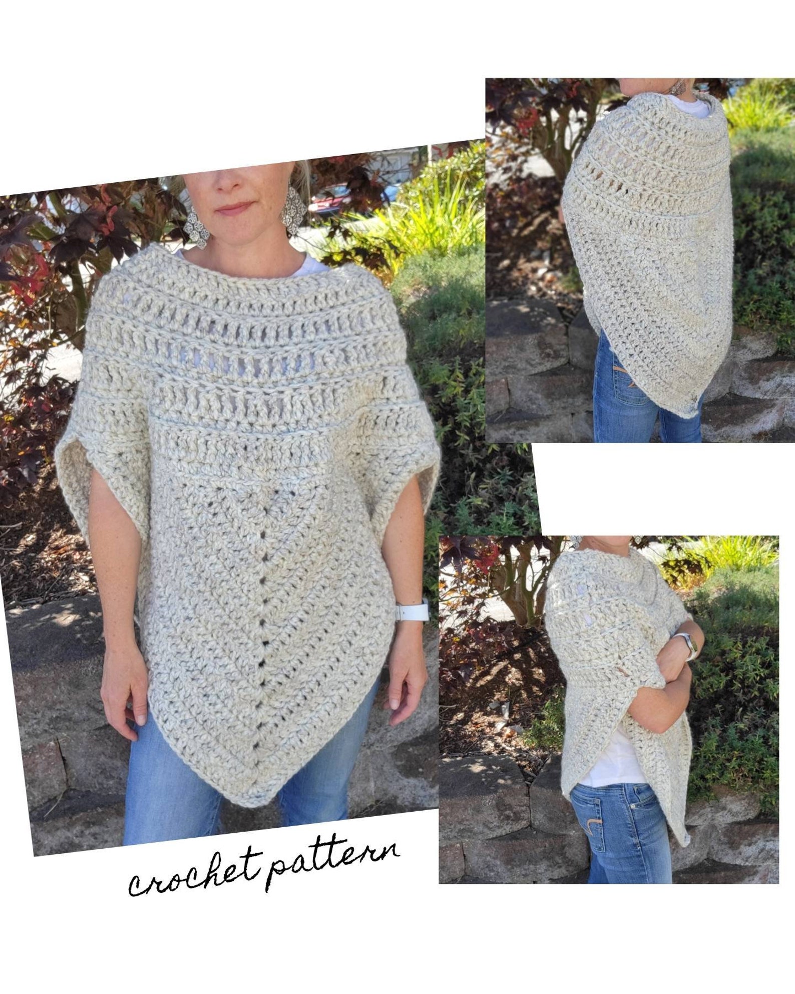Triangle Oversized Poncho Crochet Pattern: Easy Turtleneck Shawl ...