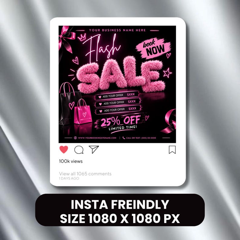 Flash Sale Flyer Template, Editable Booking Digital Flyer, Salon Flyer ...