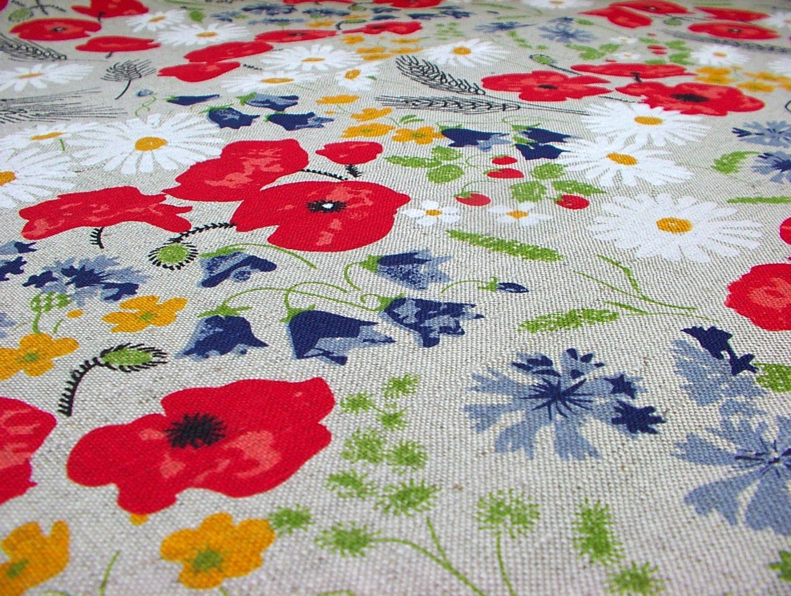 Poppy Meadow/romantic Country Style/poppy Tablecloth/summer Curtains ...