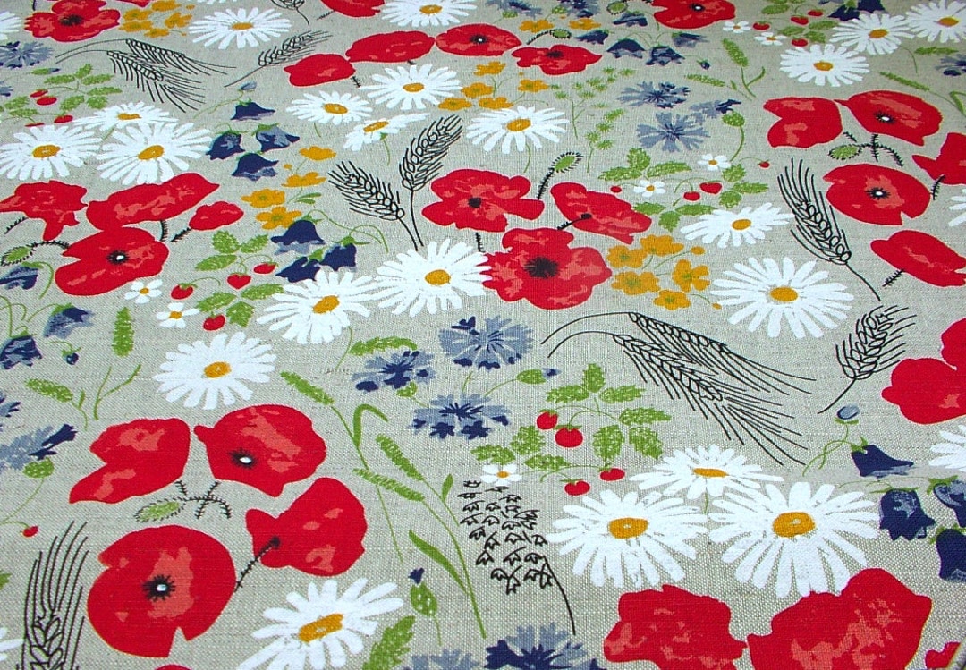 Poppy Meadow/romantic Country Style/poppy Tablecloth/summer Curtains ...