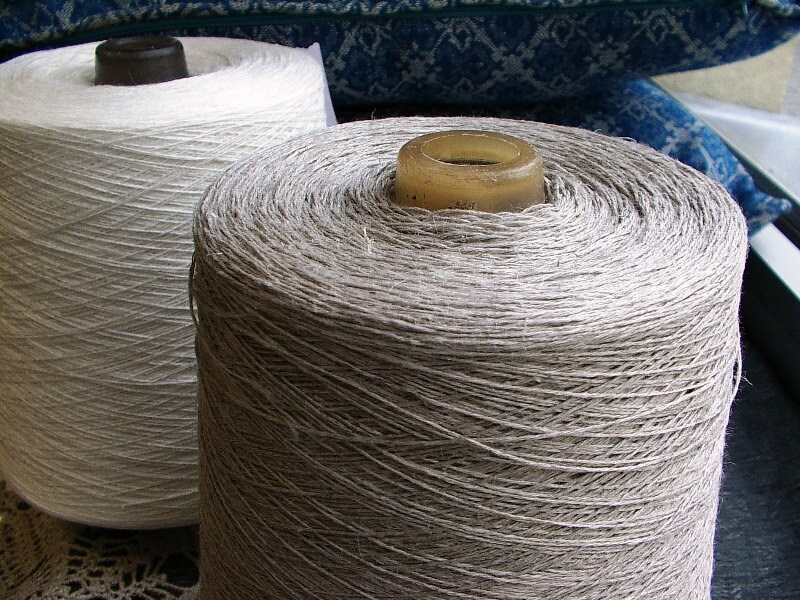 Organic Linen White Yarn Thread on Cone 56 Tex X 2 Filament / 56 Tex X ...