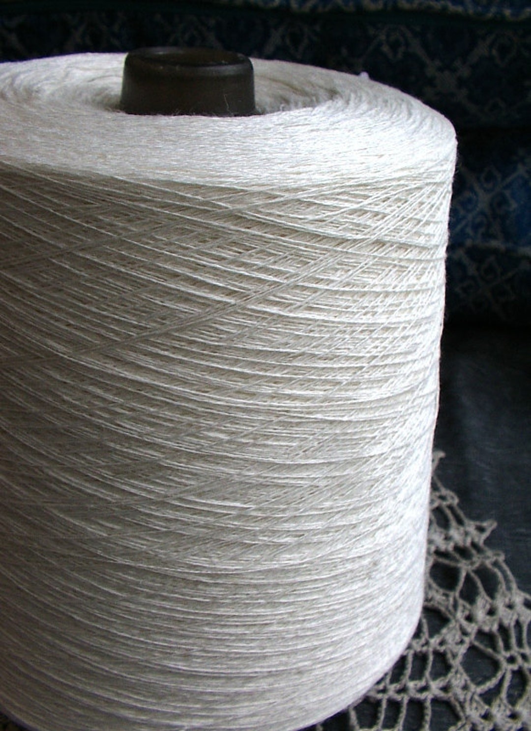 Organic Linen White Yarn Thread on Cone 56 Tex X 2 Filament / 56 Tex X ...