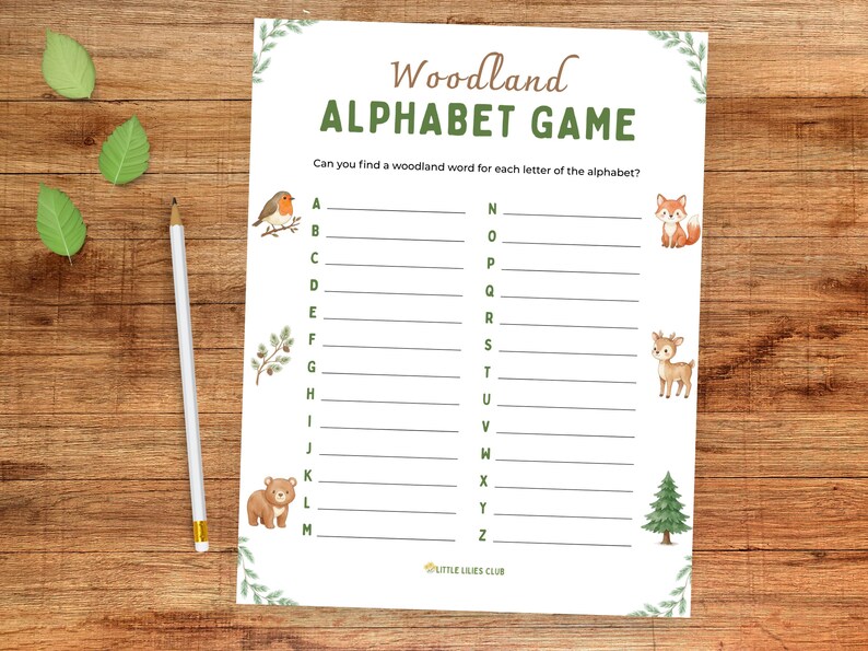 Woodland Alphabet Game Printable for Kids Outdoor Nature Activity ...