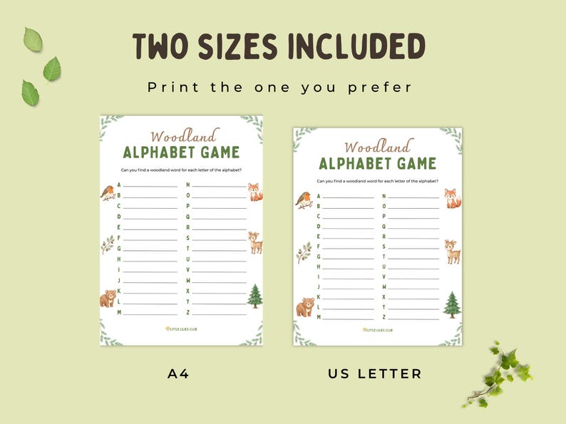 Woodland Alphabet Game Printable for Kids Outdoor Nature Activity ...