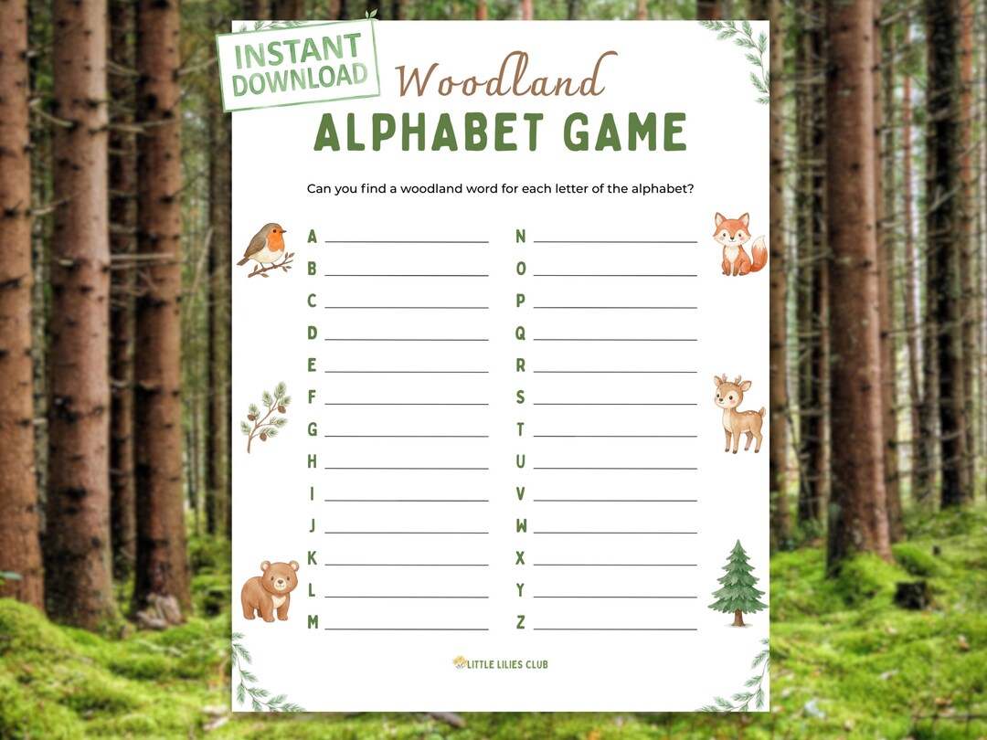 Woodland Alphabet Game Printable for Kids Outdoor Nature Activity ...