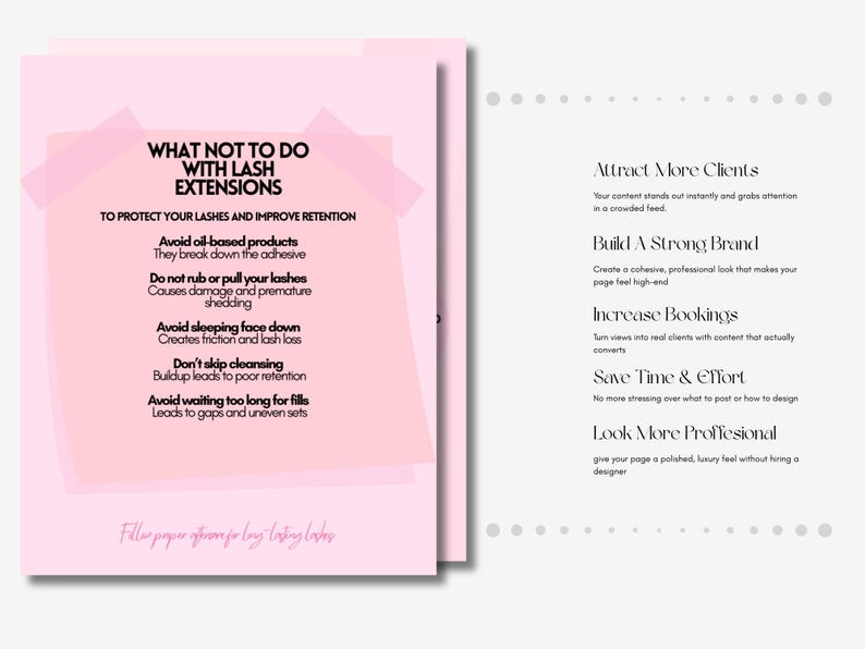 Lash Aftercare Mistakes Template Canva | Lash Tech Instagram Post ...