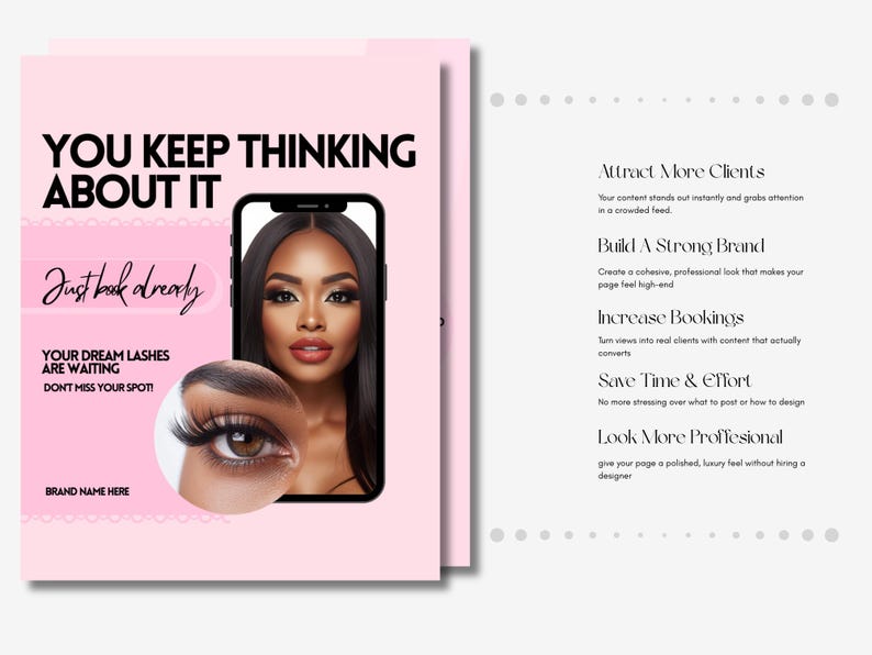 Lash Booking Call-to-action Canva Template | Lash Tech Instagram Post ...