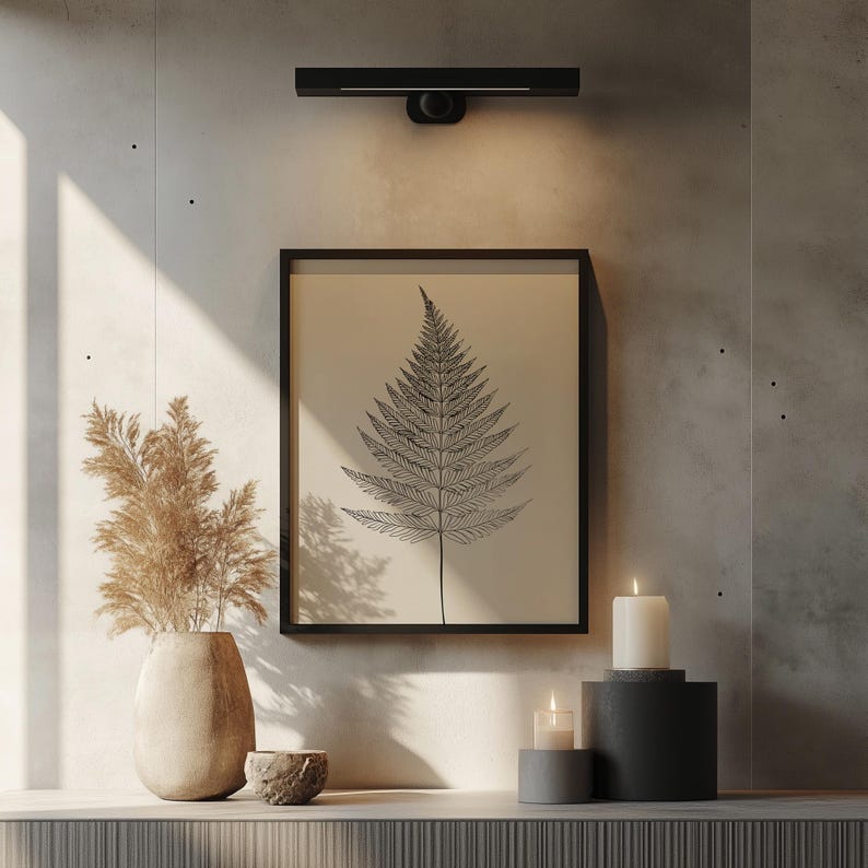 Minimal Botanical Fern Frond Drawing - Printable Neutral Wall Art ...
