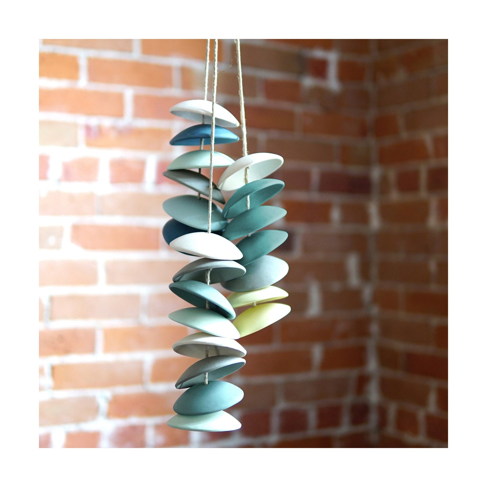 Ceramic Chimes in Blues and Greens - Colorful Stoneware Wind Chimes - Etsy