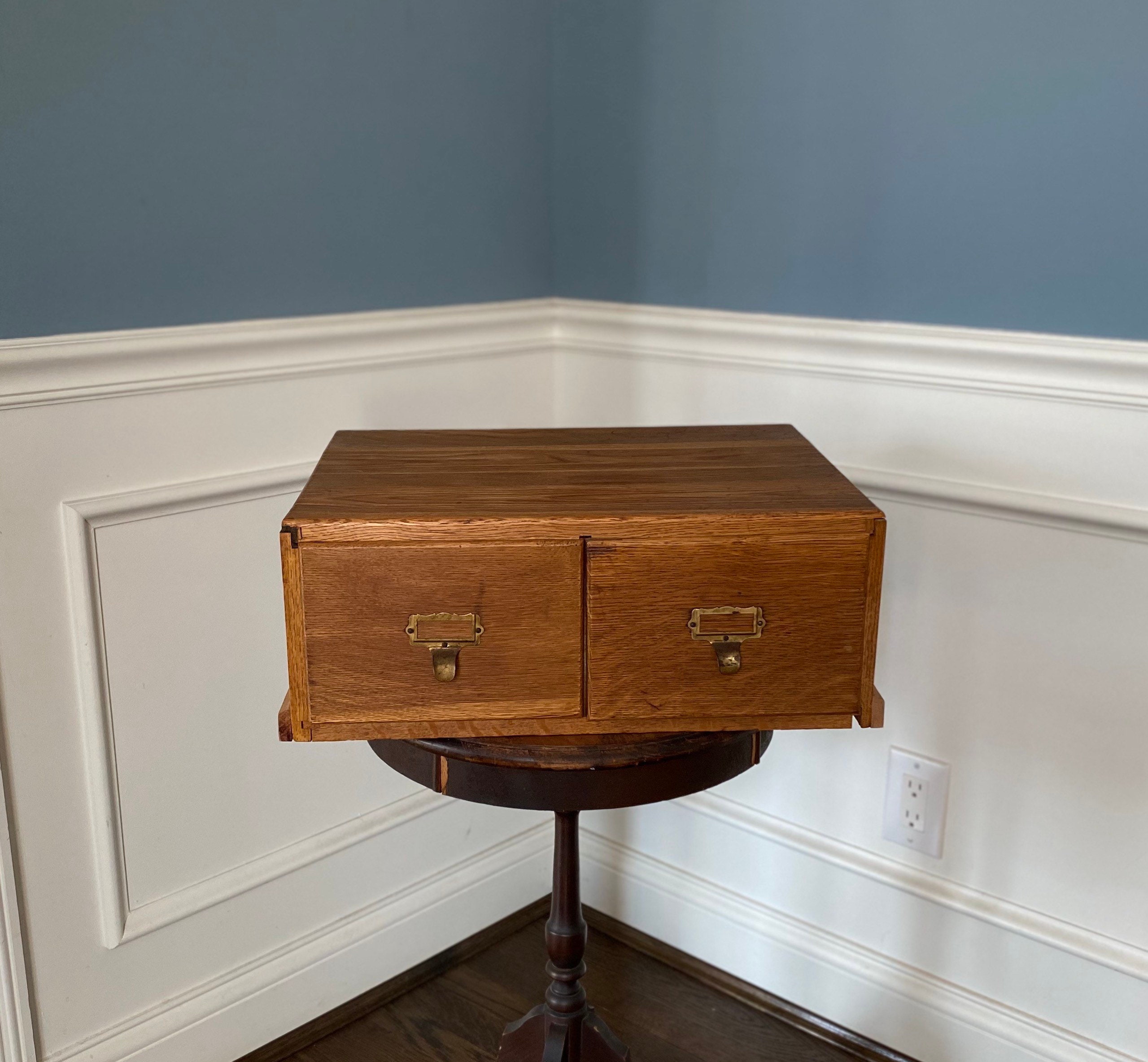 Antique Card Catalog Library 2 Drawer Oak File Cabinet - Etsy