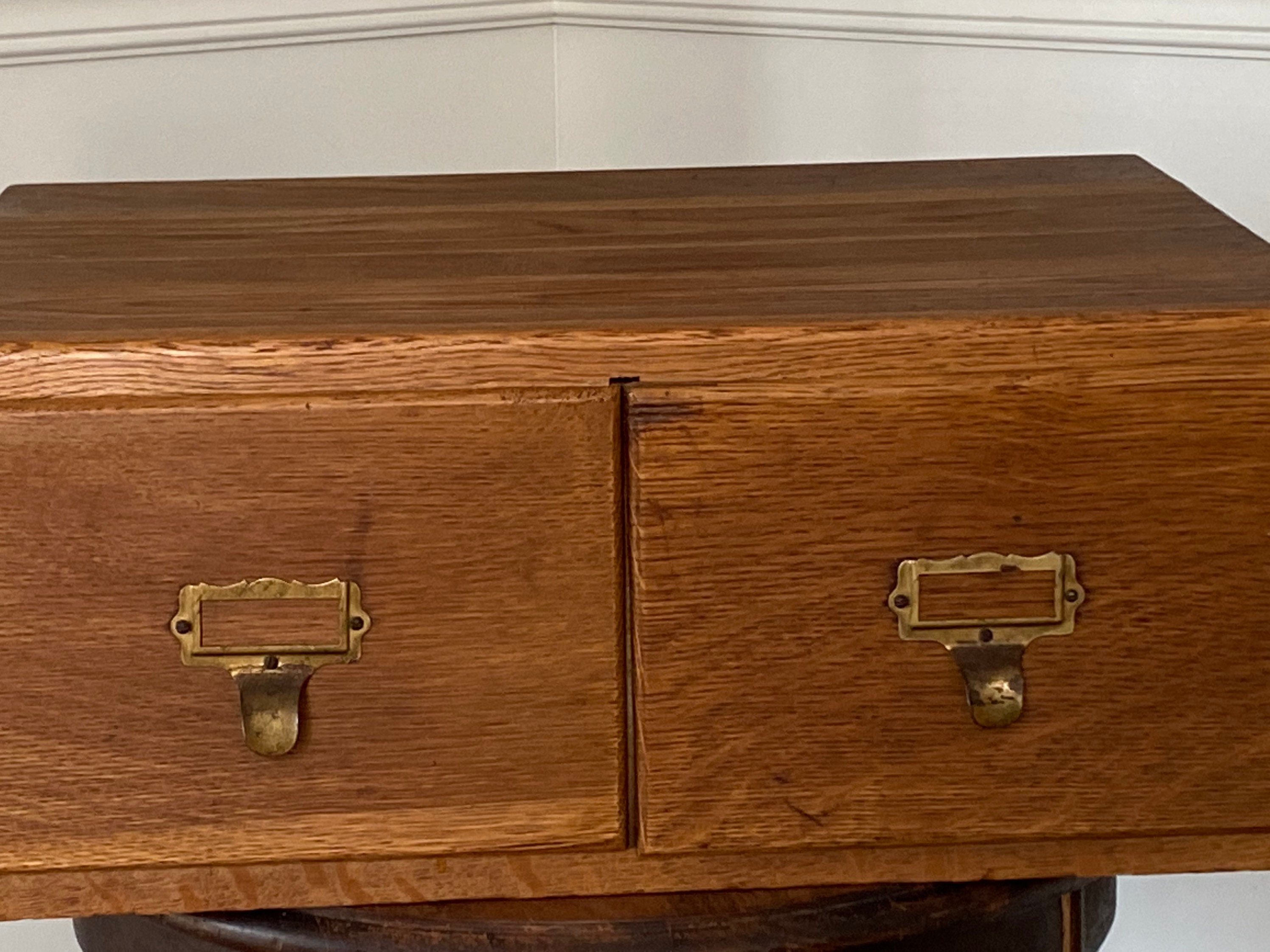 Antique Card Catalog Library 2 Drawer Oak File Cabinet - Etsy