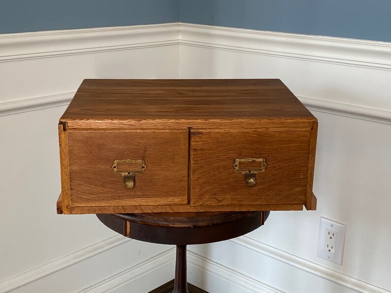 Antique Card Catalog Library 2 Drawer Oak File Cabinet - Etsy