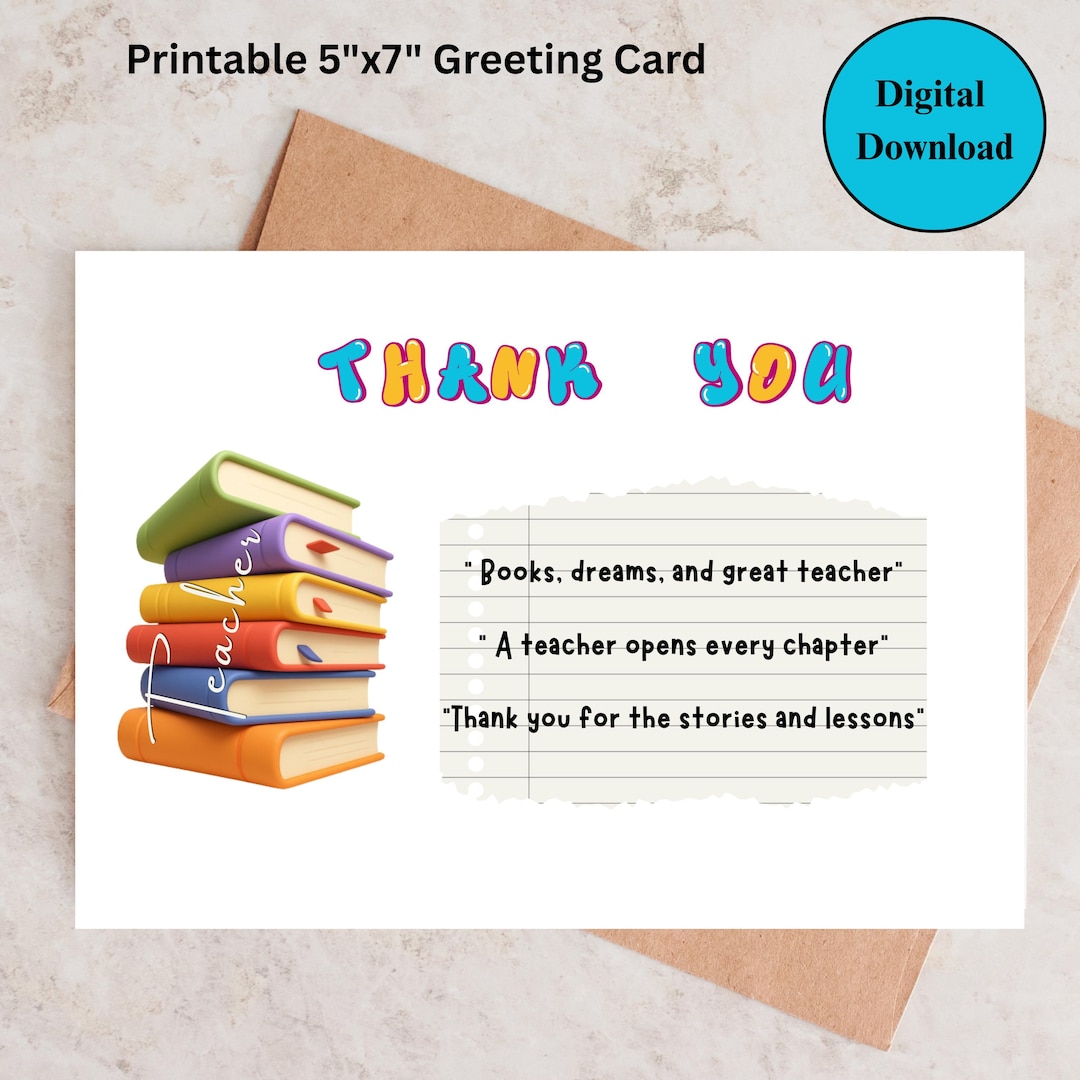 Teacher Appreciation Card, 5x7 Foldable Greeting, Thanks for Learning ...