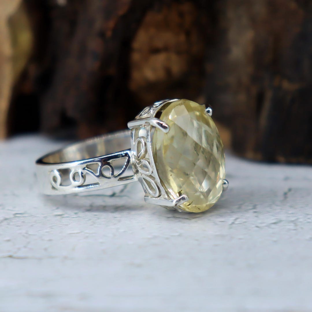 Citrine Silver Ring Adjustable Size: Boho Yellow Gemstone Jewelry ...
