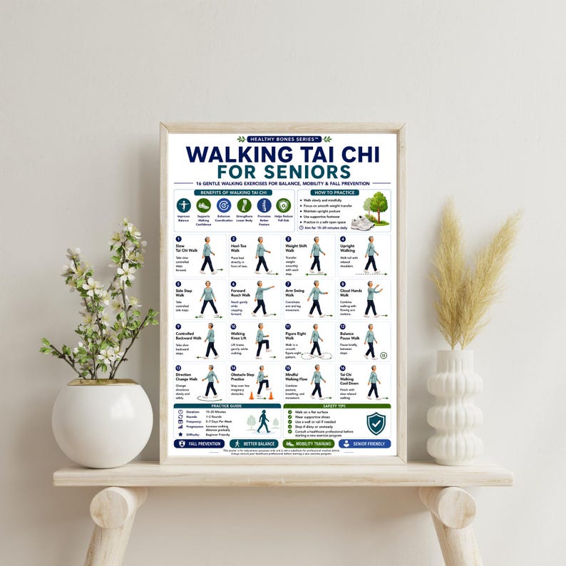 Walking Tai Chi for Seniors Chart | Balance & Fall Prevention Exercises ...