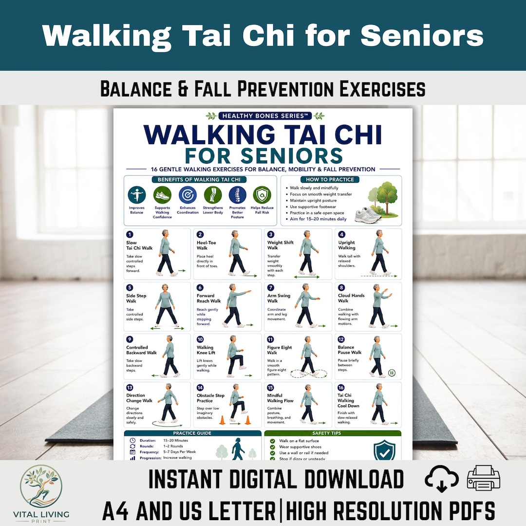 Walking Tai Chi for Seniors Chart | Balance & Fall Prevention Exercises ...