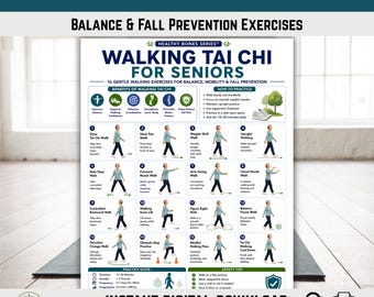 Walking Tai Chi for Seniors Chart | Balance & Fall Prevention Exercises ...