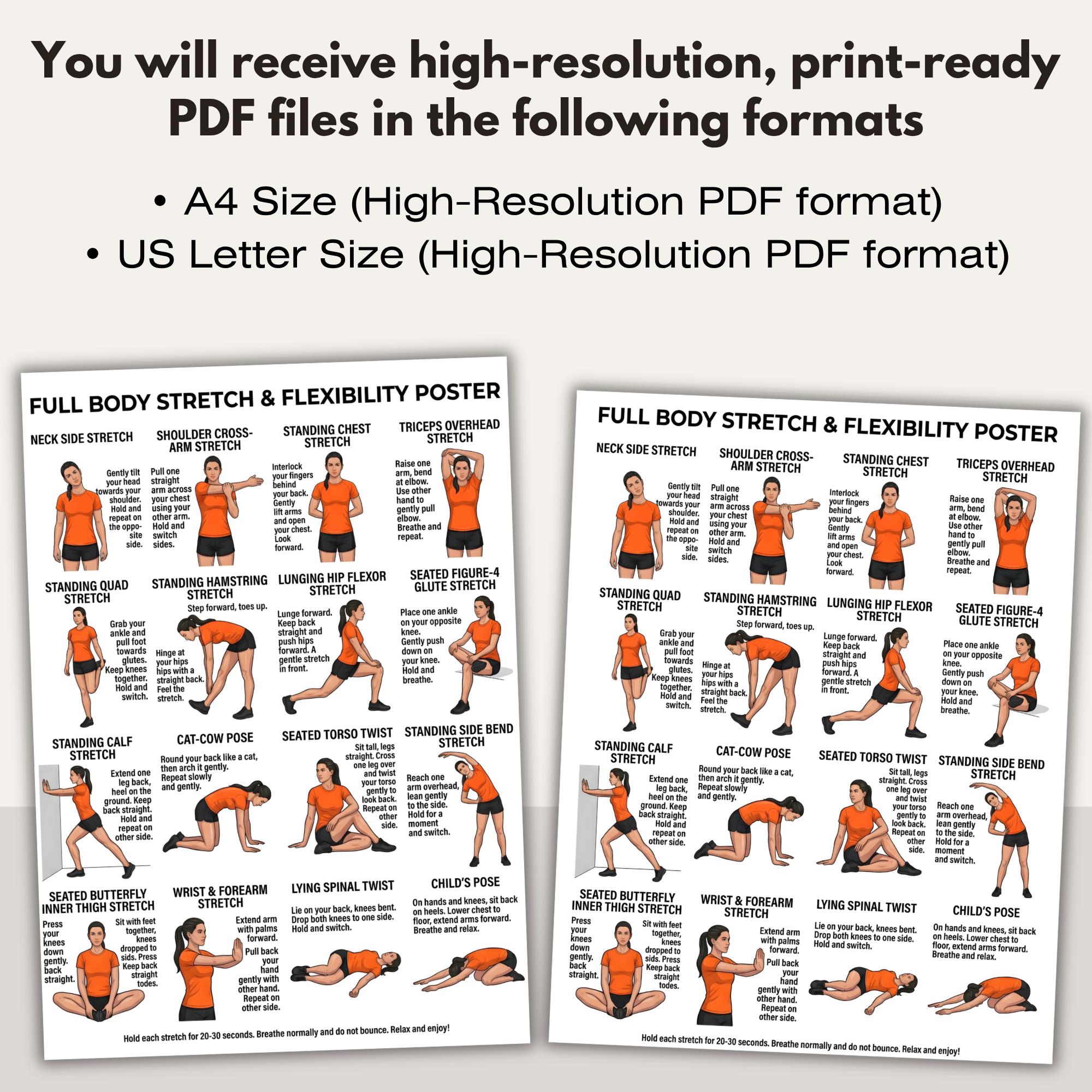 Full Body Stretch Poster Printable,flexibility Exercises Chart for ...