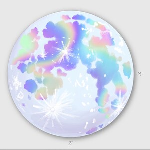 Holographic Pale Blue Moon Vinyl Sticker - Etsy