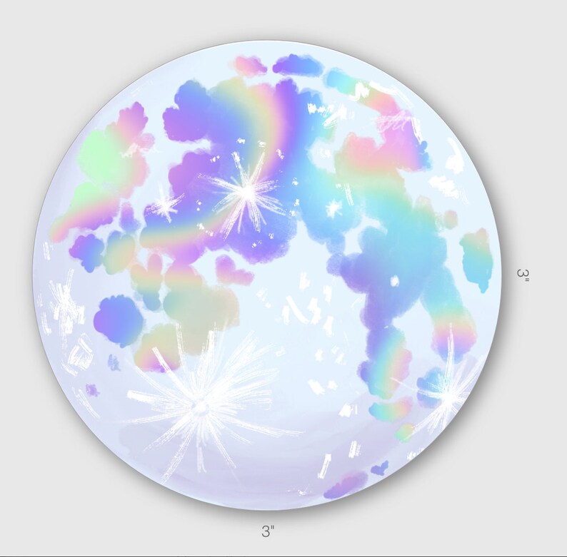 Holographic Pale Blue Moon Vinyl Sticker - Etsy