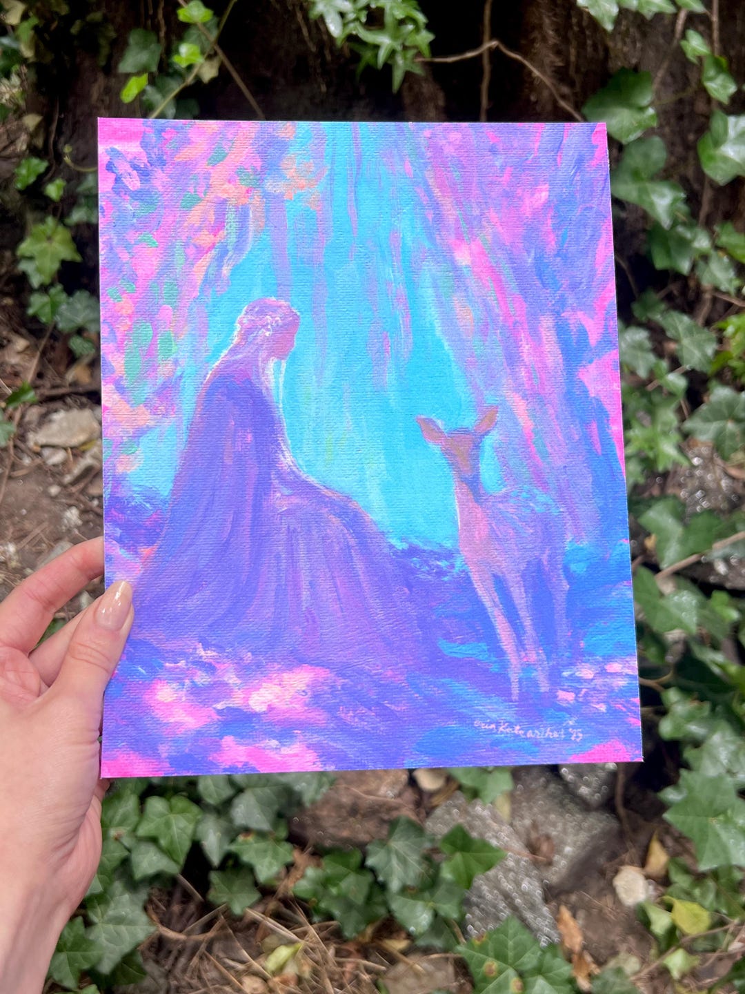 Fantasy Art Print: "the Lady and the Fawn" From Original Acrylic ...