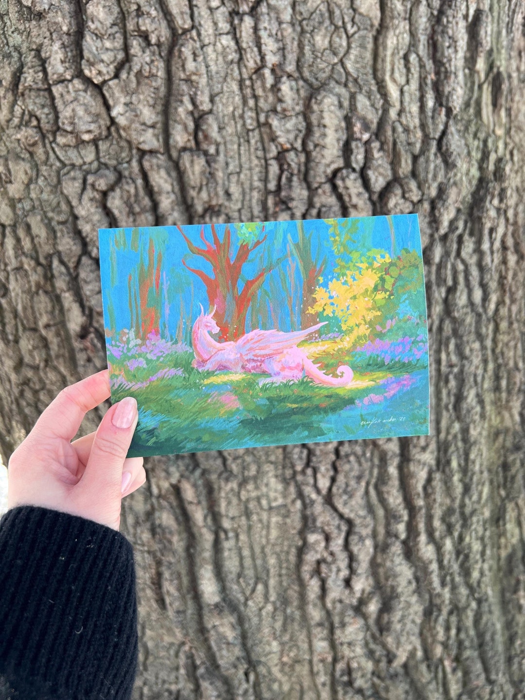 Dragon in the Clearing Art Print From Original Gouache Painting for ...