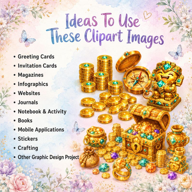 Fantasy Treasure Chest Clipart PNG Bundle, 16 Icons (digital Download ...