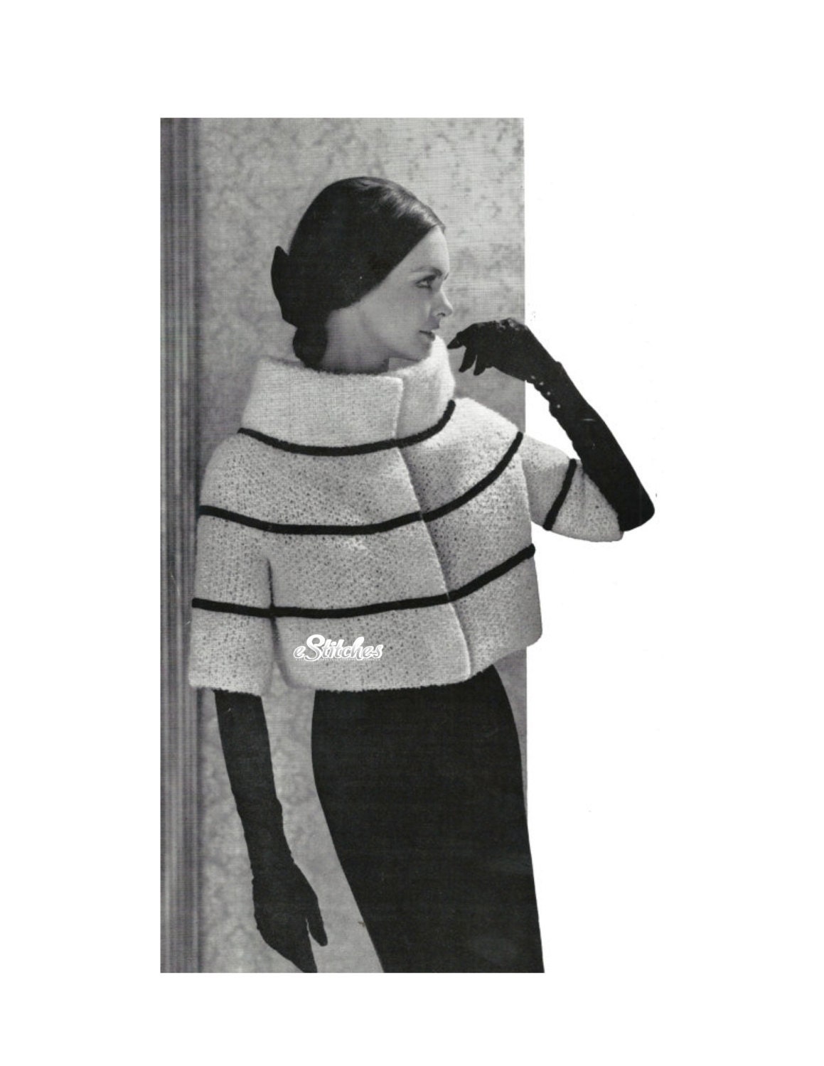 1960s High Collar Hip Length Coat or Jacket, Very Mod - Knit Pattern ...