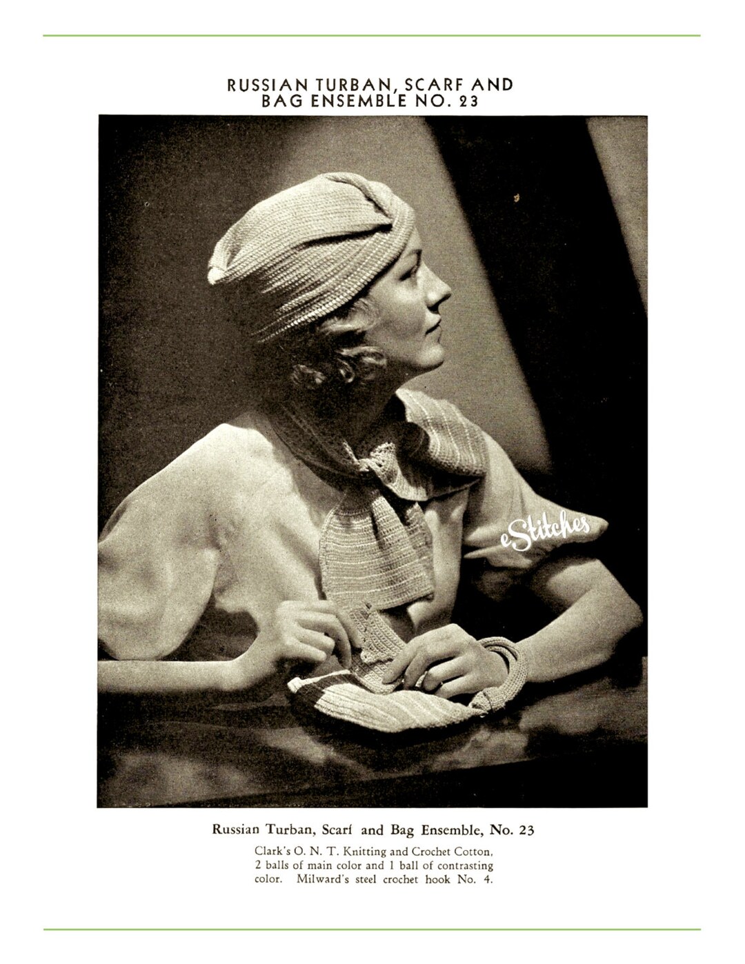 1930s Hat or Russian Turban, Scarf and Bag Ensemble - 3 Crochet ...