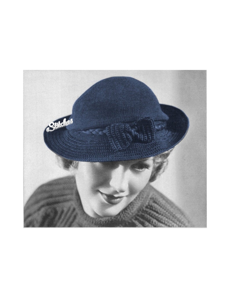 1930s Jaunty Brimmed Sports Hat With Bow- Crochet Pattern PDF 2735 - Etsy