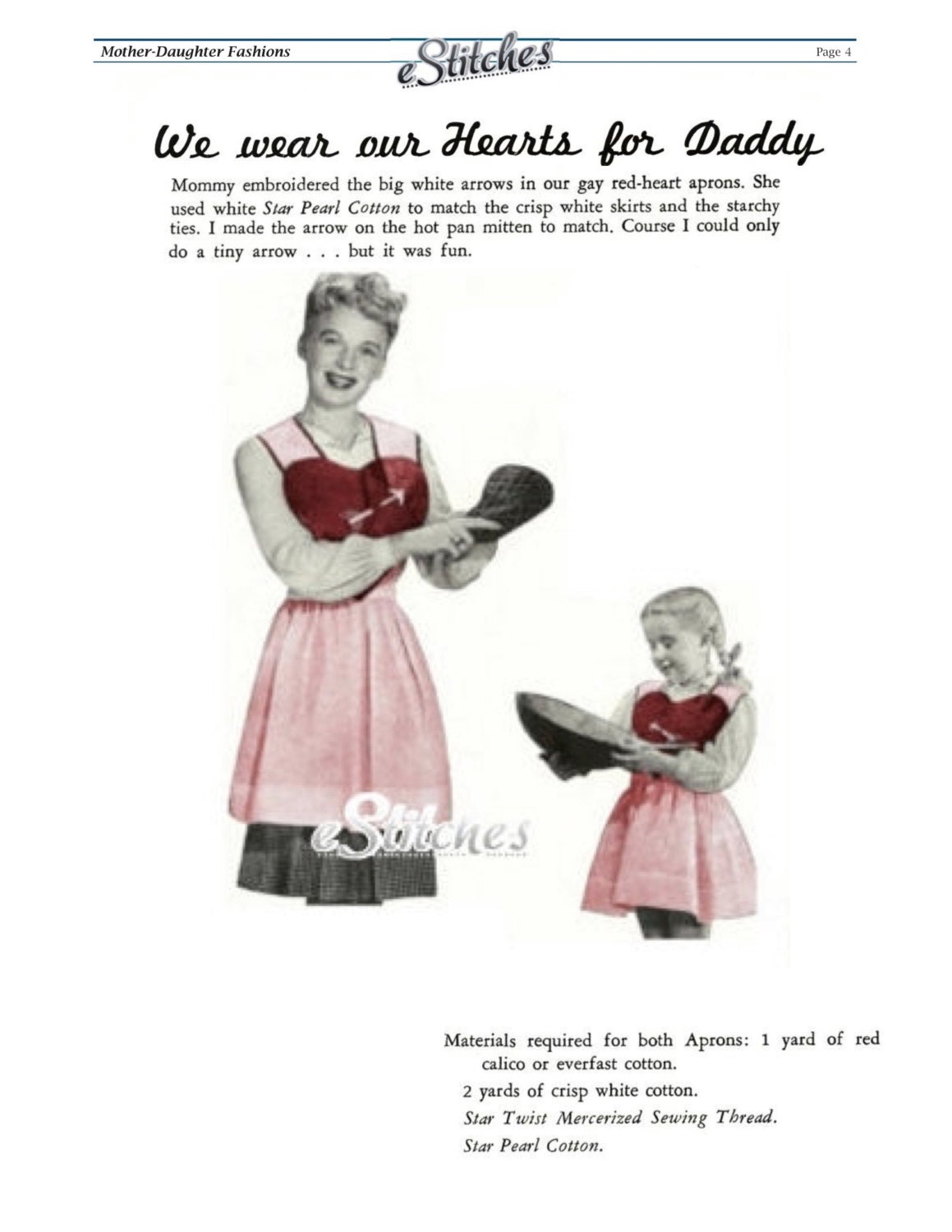 1940s Heart Apron for Ladies and Girls Plus Hot Pad - Sewing Pattern ...