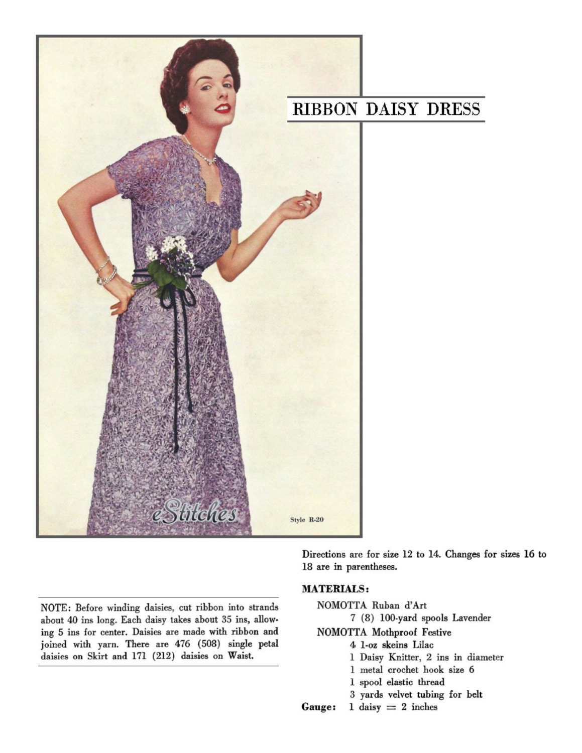 1950s Ribbon Daisy Evening Dress Using Daisy Knitter - Daisy Knitter ...