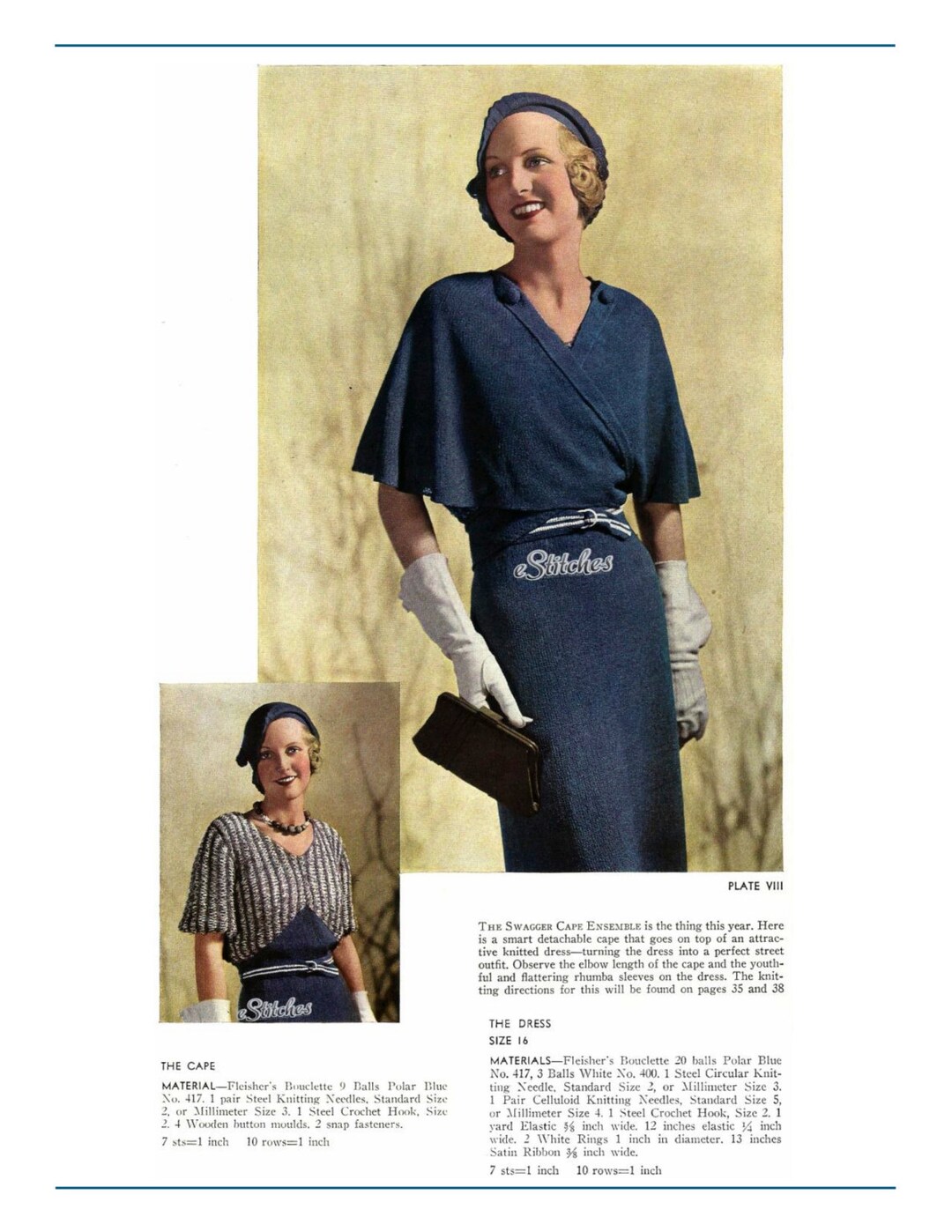 1930s Swagger Cape With Dress - Knit Pattern PDF 0368 - Etsy