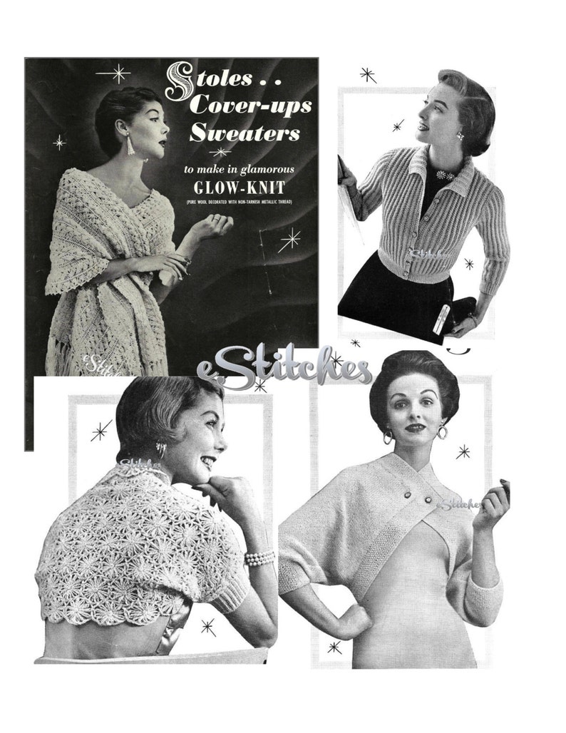 Ebook 1950s Cover Ups, Stole, Shrug Book Volume 30 - 6 Knit Patterns ...