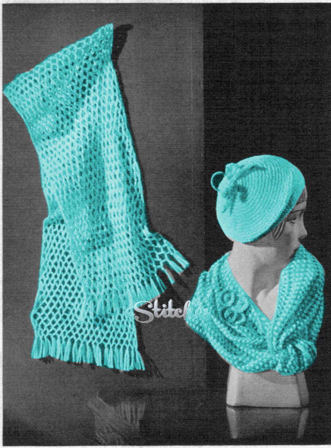 1930s Mandarin Beret Hat, Knot Scarf and Knit Scarf - 3 Knit and ...