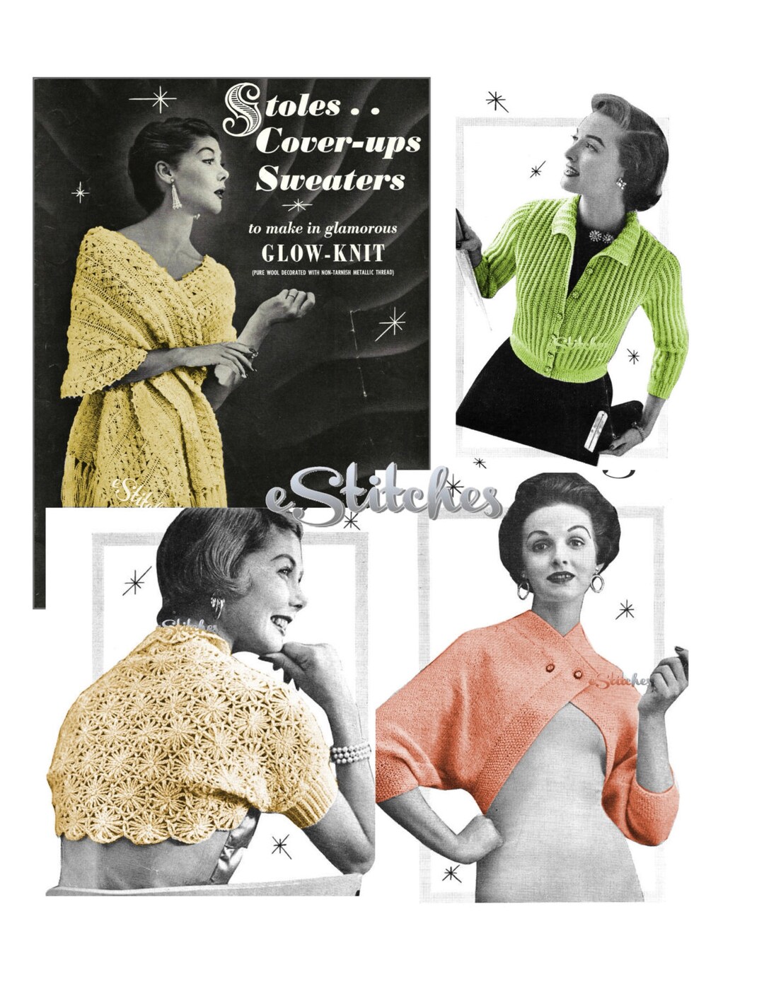 Ebook 1950s Cover Ups, Stole, Shrug Book Volume 30 - 6 Knit Patterns ...