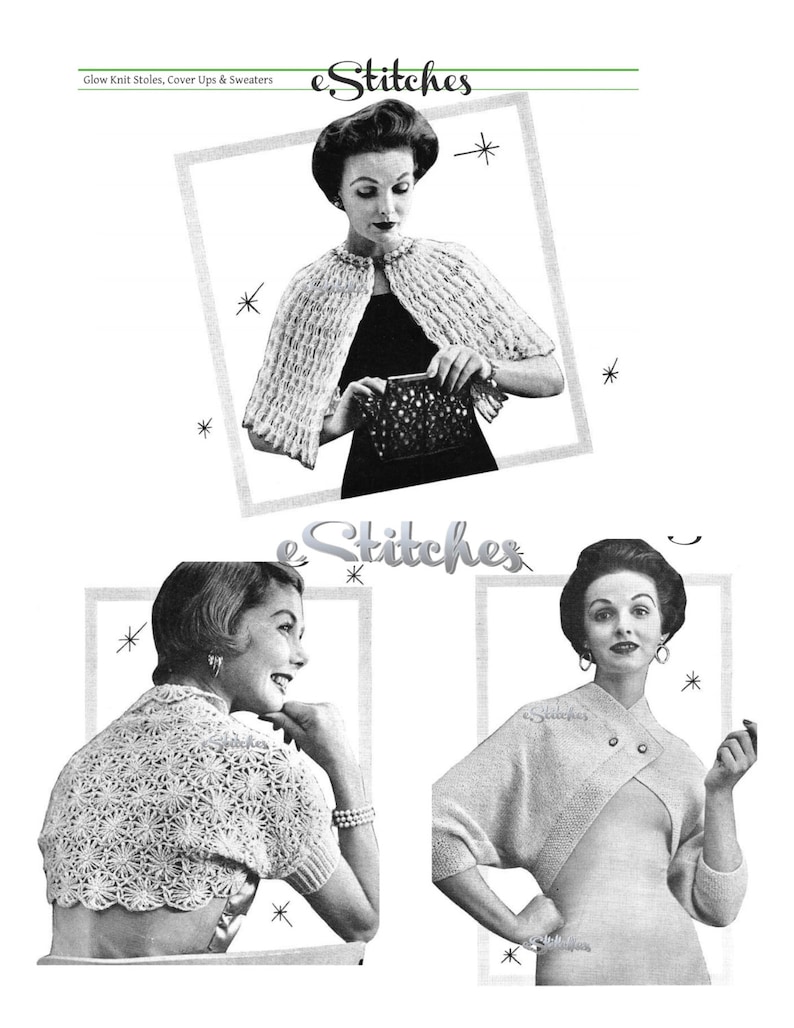 Ebook 1950s Cover Ups, Stole, Shrug Book Volume 30 - 6 Knit Patterns ...