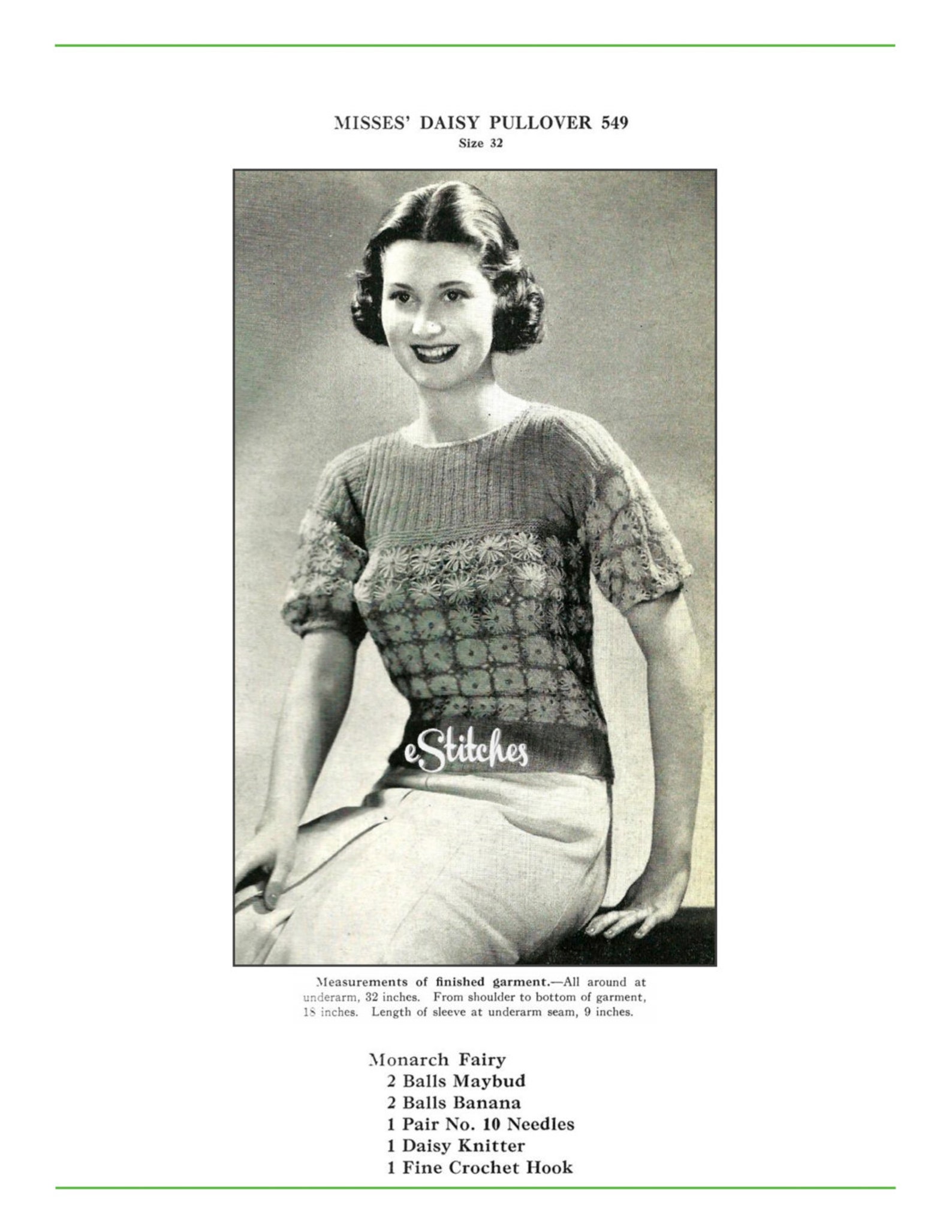 1930s Daisy Top Made Using Daisy Knitter - Knit Pattern PDF 3549 - Etsy