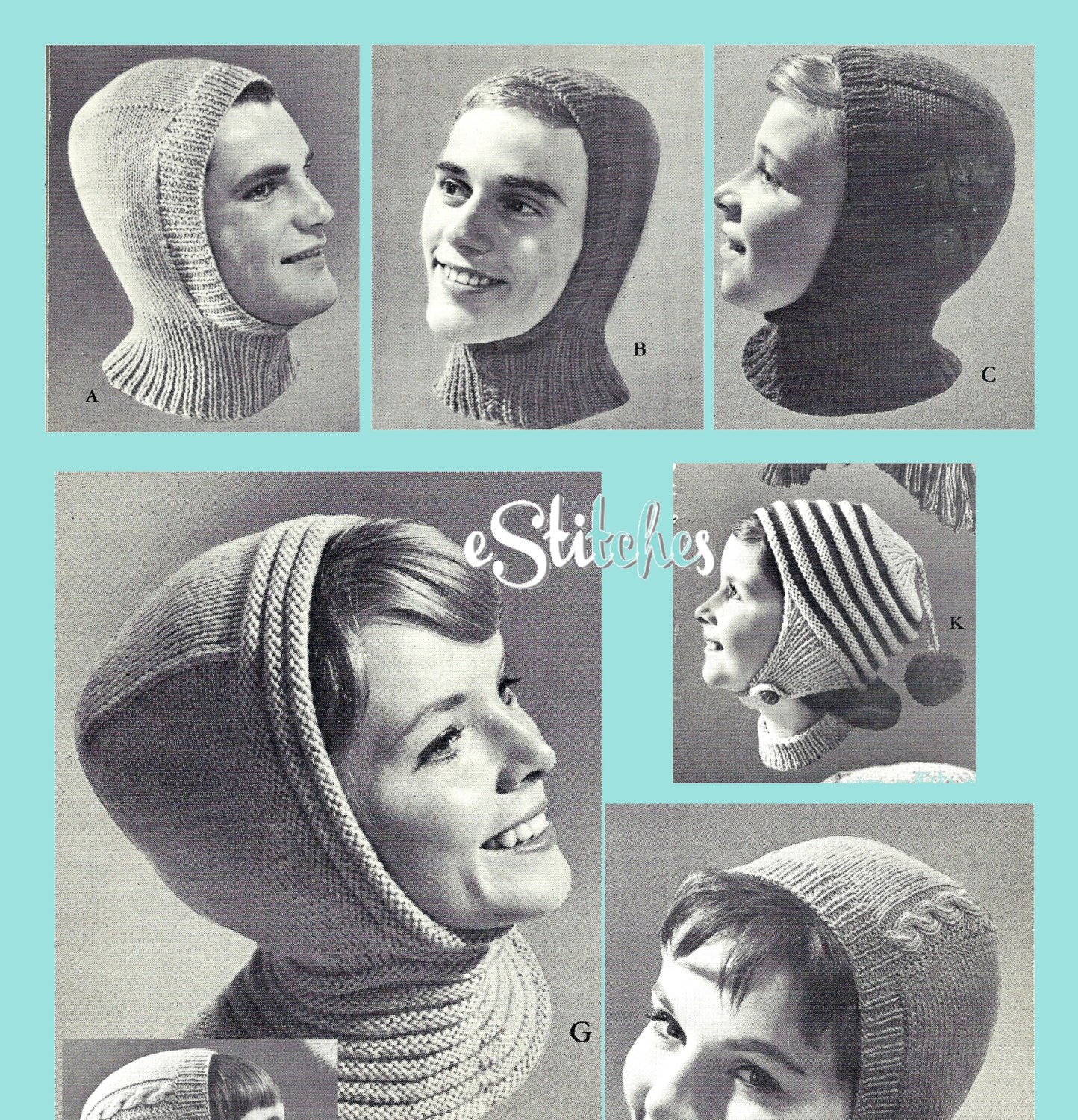 PDF Vintage Hats and Helmets for the Whole Family - 8 Knitting Patterns ...