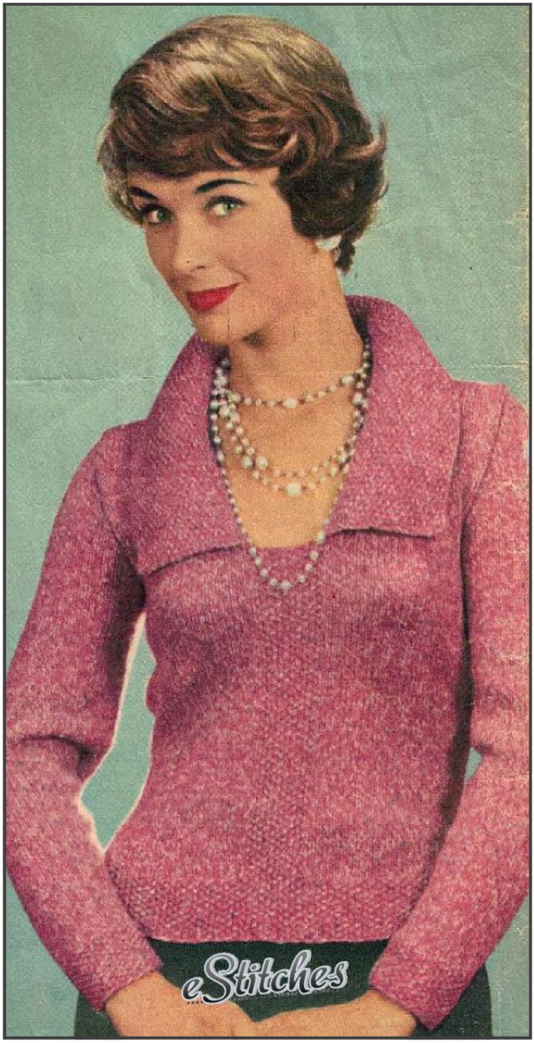 PDF 1950s Ladies Slim Fitted Shawl Collar Pullover Sweater - Knit ...