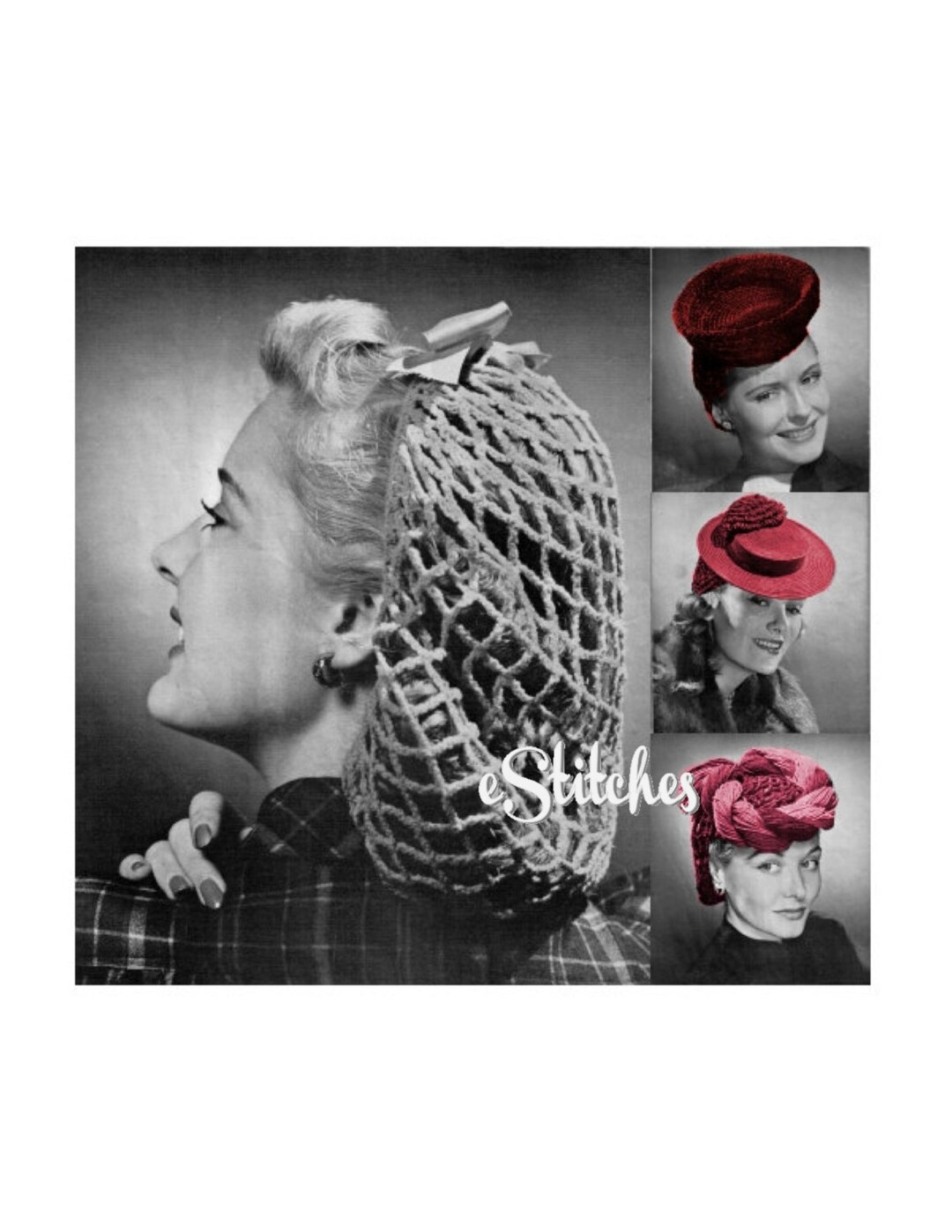 PDF 1940s Snood and Hats With Head Coverings - 4 Crochet Pattern PDF ...