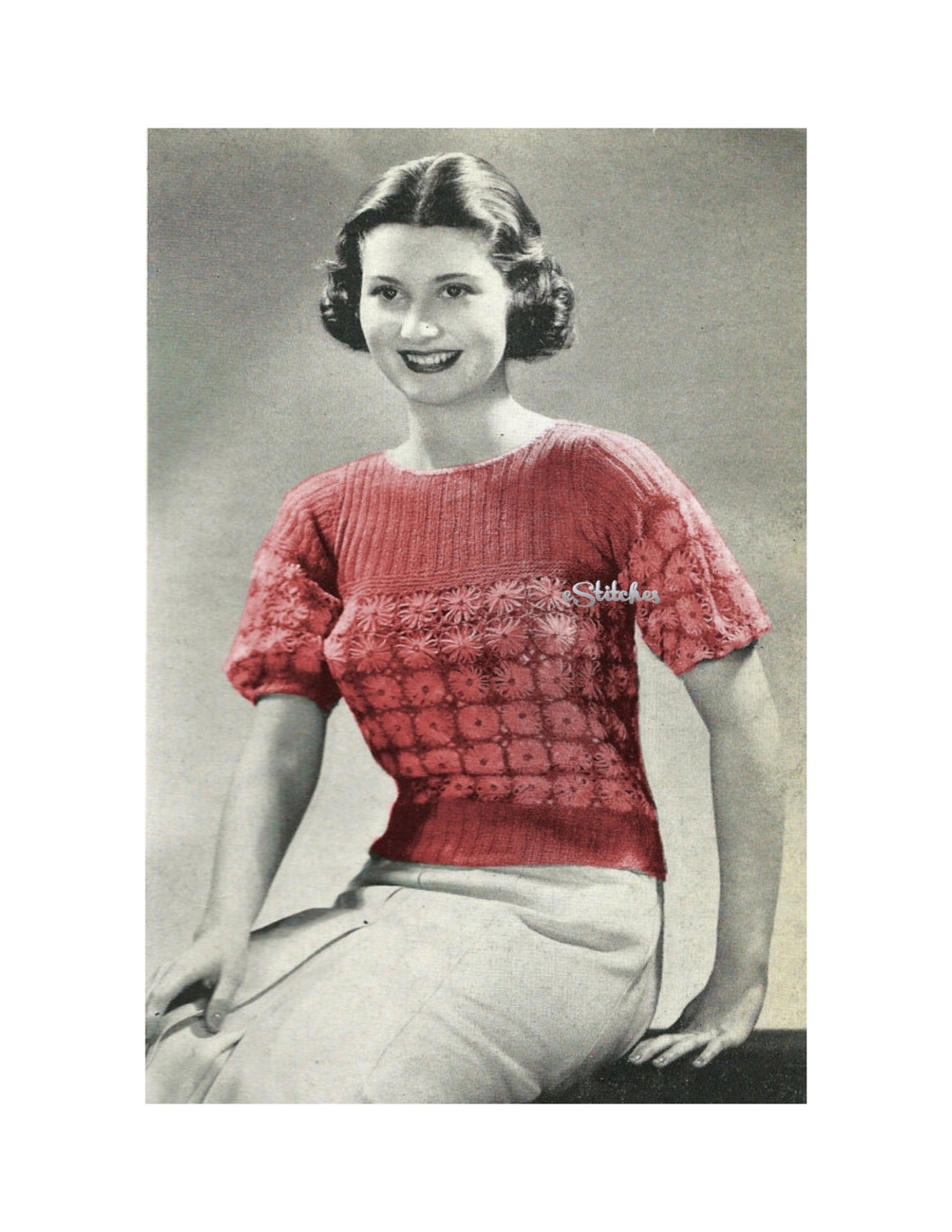 1930s Daisy Top Made Using Daisy Knitter - Knit Pattern PDF 3549 - Etsy